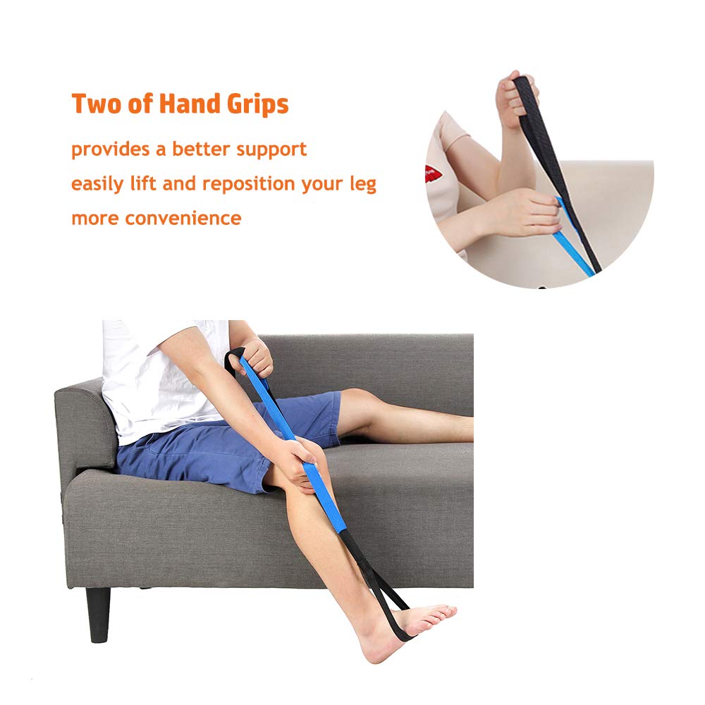 Leg Lifter Strap Rigid Foot Lifter & Hand Grip Therapy Bands Handicap ...